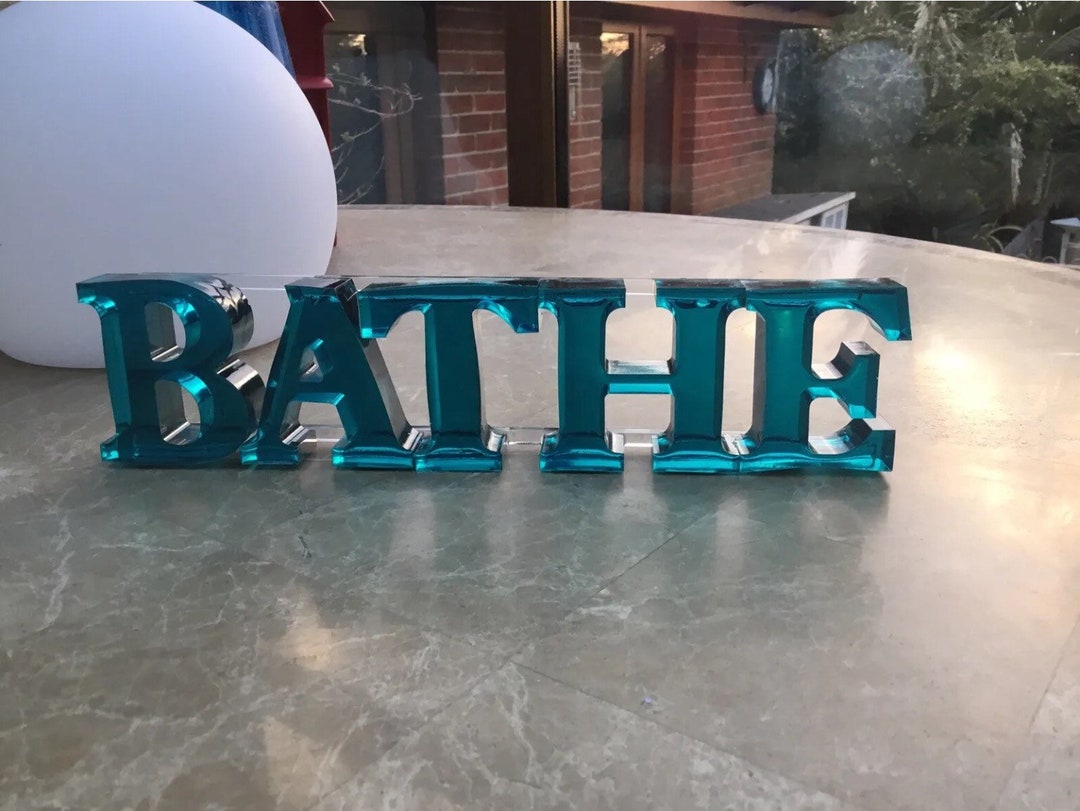 Bespoke Free Standing Resin BATHE Sign Customisable Any Colour - Etsy