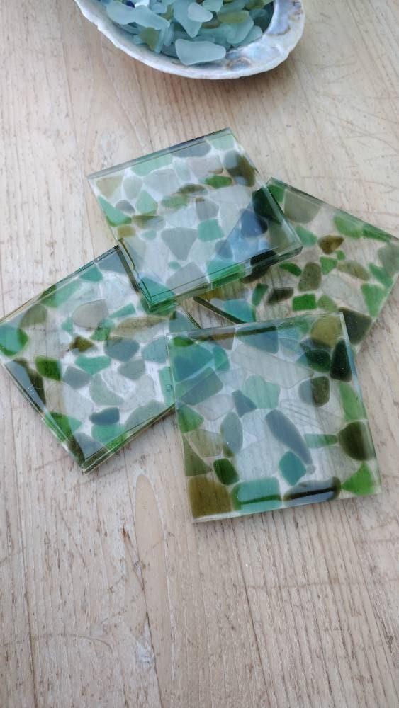 Handmade Resin Sea Glass Coasters CLEAR BACKGROUND - Etsy Australia