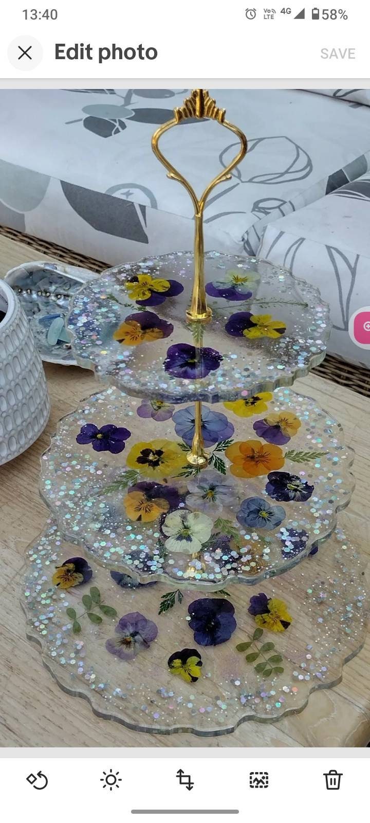 Beautiful Handmade Resin Three Tier Cake Stand. With Your Choice of ...