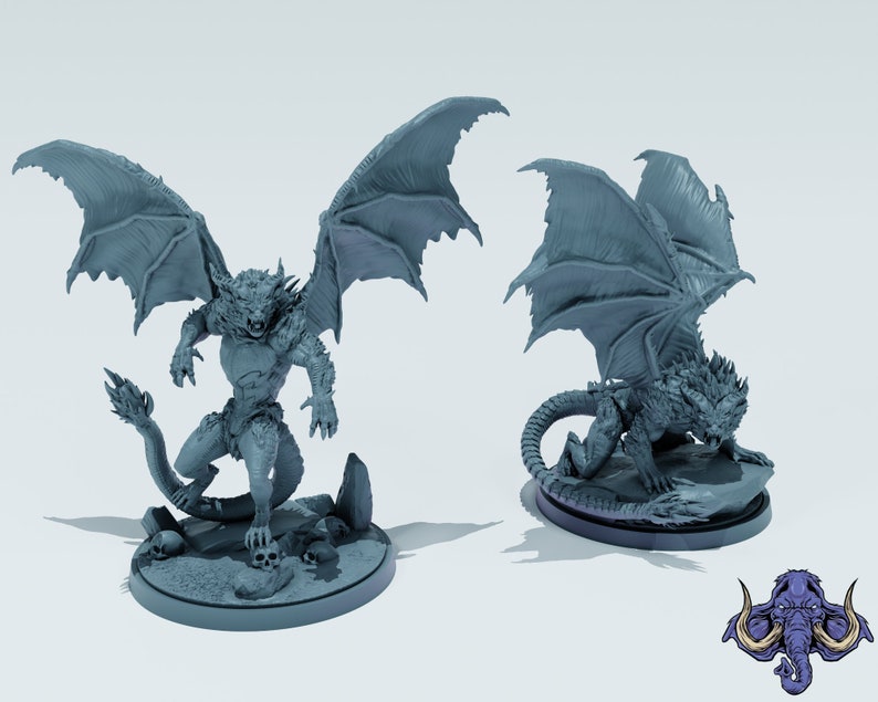 Manticore 2 Poses Mammoth Factory D&D Pathfinder Age - Etsy