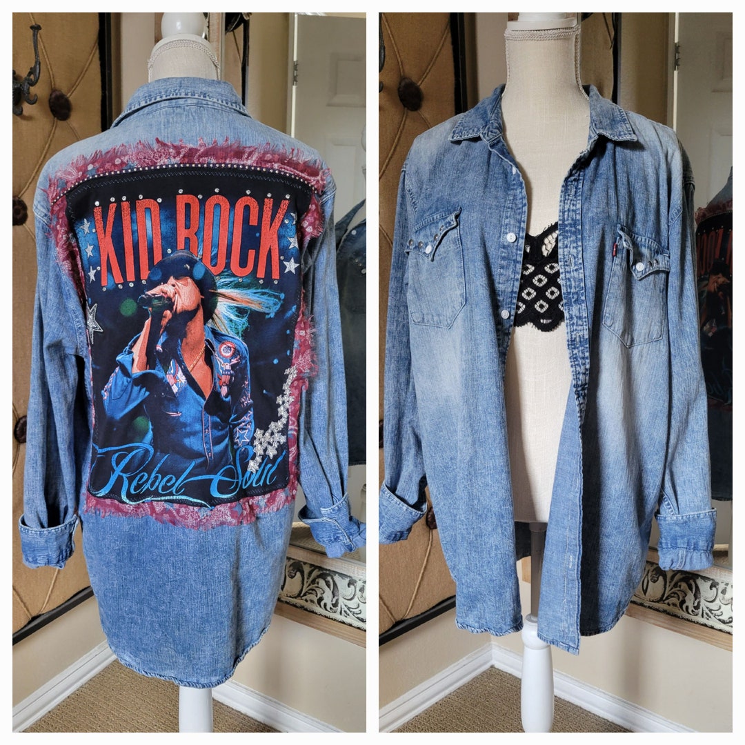 Upcycled Clothing Upcycled Denim Shirt With Kid Rock Design - Etsy
