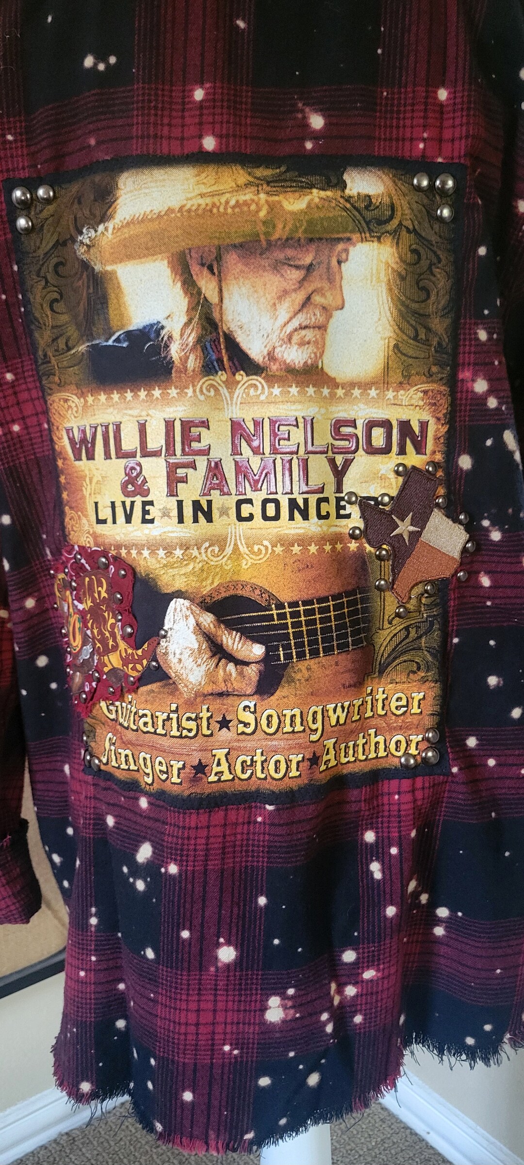 Upcycled Clothing Willie Nelson Band Flannel One of a Kind Handmade ...