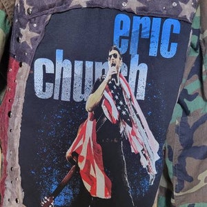 Upcycled Military Camo Eric Church "chief" Tshirt Assemblage One of a ...