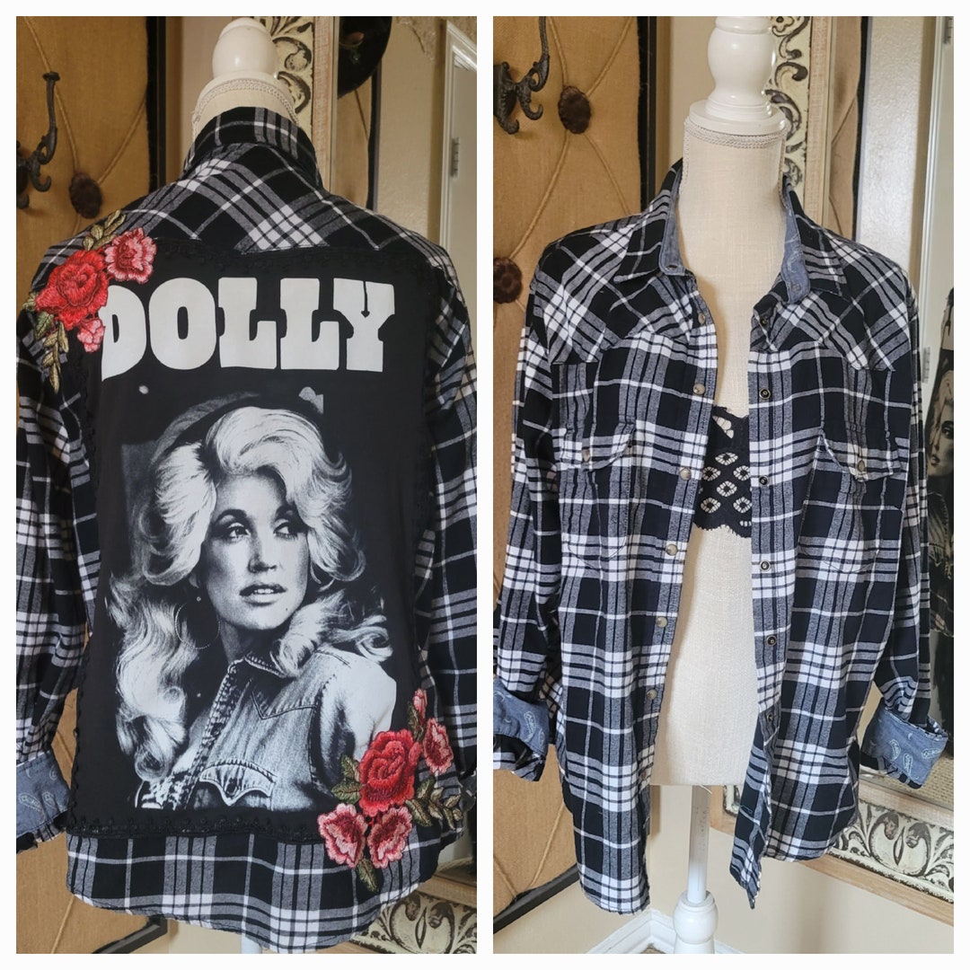 Upcycled Clothing Band Flannels Dolly Parton Design - Etsy