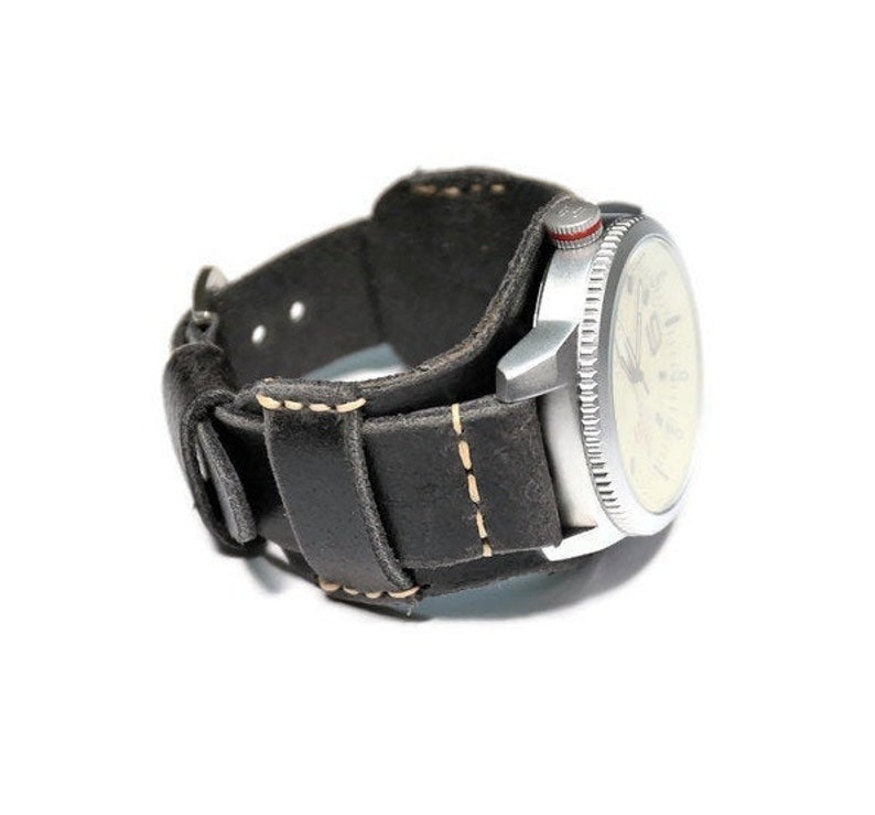 Leather Cuff Watch Band Black Brown 18mm 20mm 22mm 24mm - Etsy
