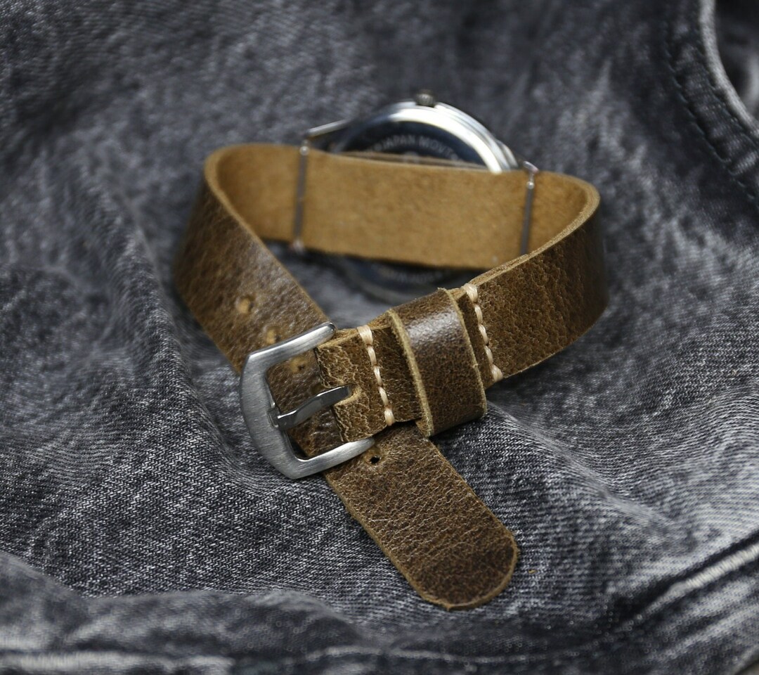 Single Pass Watch Strap, Distressed Leather Watch Band Soft 18mm 20mm ...