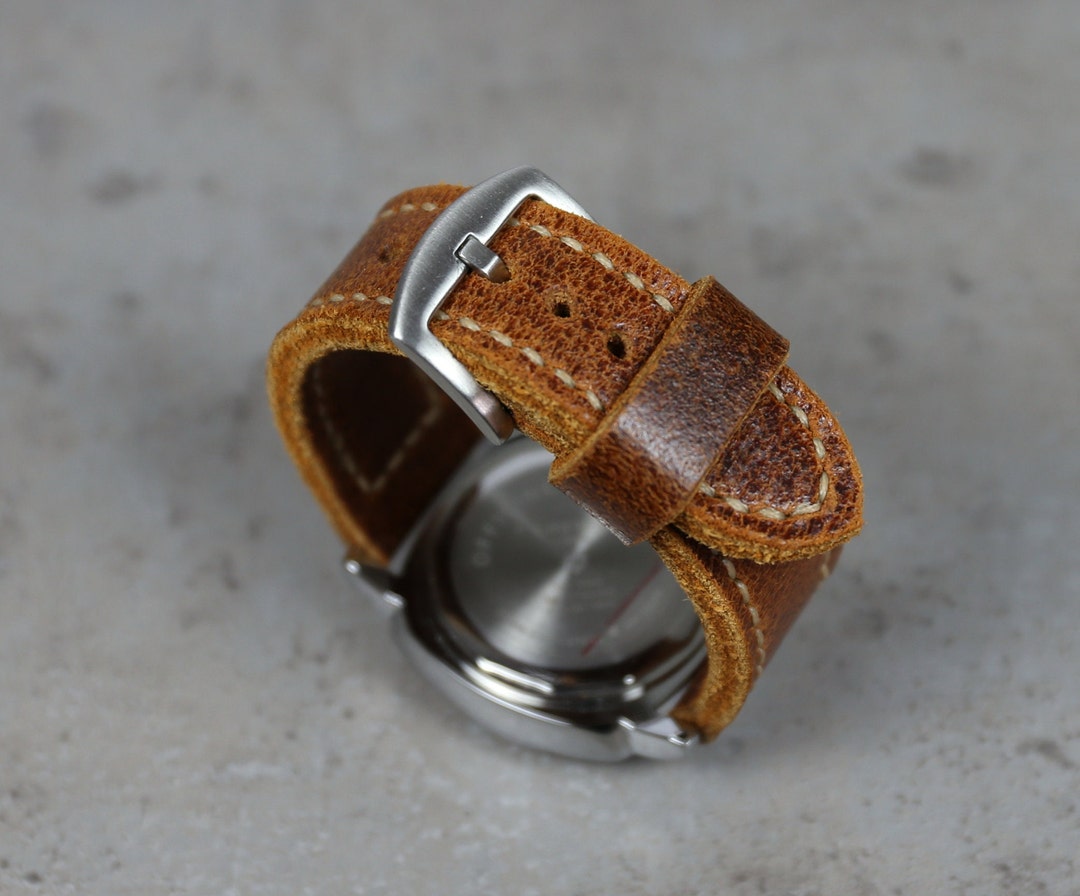 Brown Leather Watch Band, 18mm 20mm 22mm 24mm 26mm, Distressed Leather ...