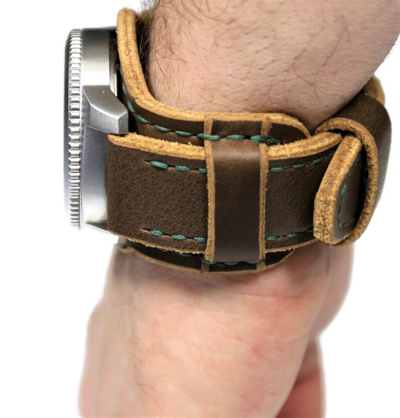 Horween Chromexcel Leather Watch Strap: Handmade Full Grain Bund Cuff ...
