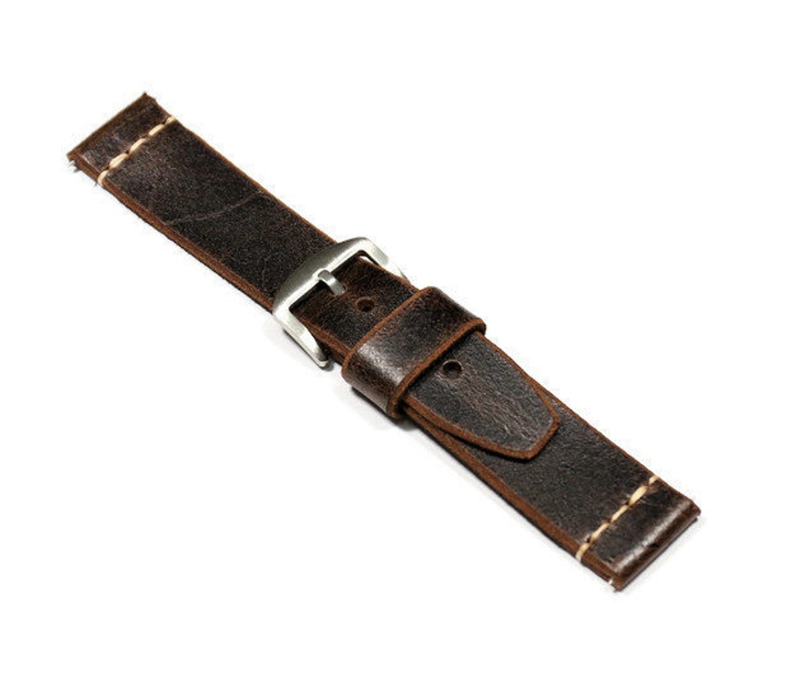 Distressed leather watch strap Handmade brown watch band soft | Etsy