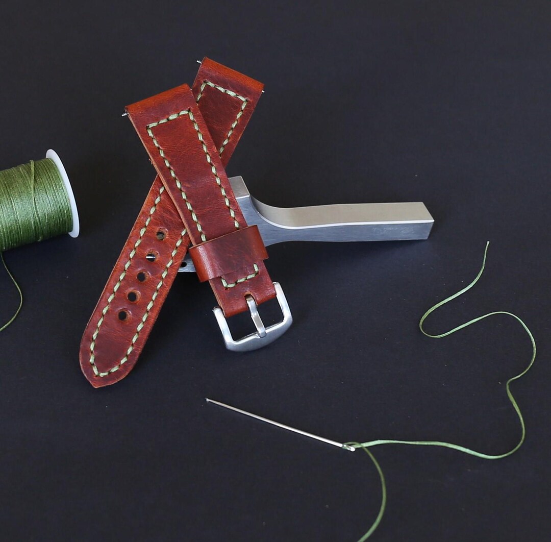 Handmade Leather Watch Bands, Full Grain Leather Watch Strap Brown 18mm ...