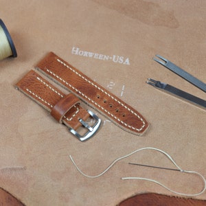Horween Leather Watch Strap, High Quality Thick Soft Watch Band 18mm ...