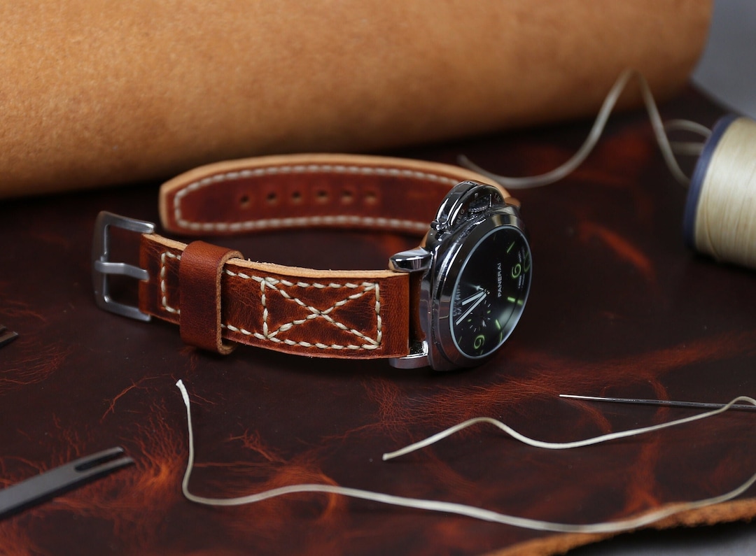 Brown Leather Watch Strap Watch Strap Full-grain Leather - Etsy