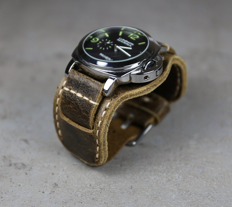 Leather Watch Strap Bund Strap Distressed Leather Cuff Watch - Etsy