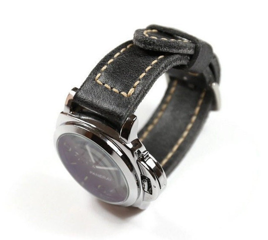 Black Leather Watch Strap, Distressed Leather Watch Strap 18mm 20mm ...