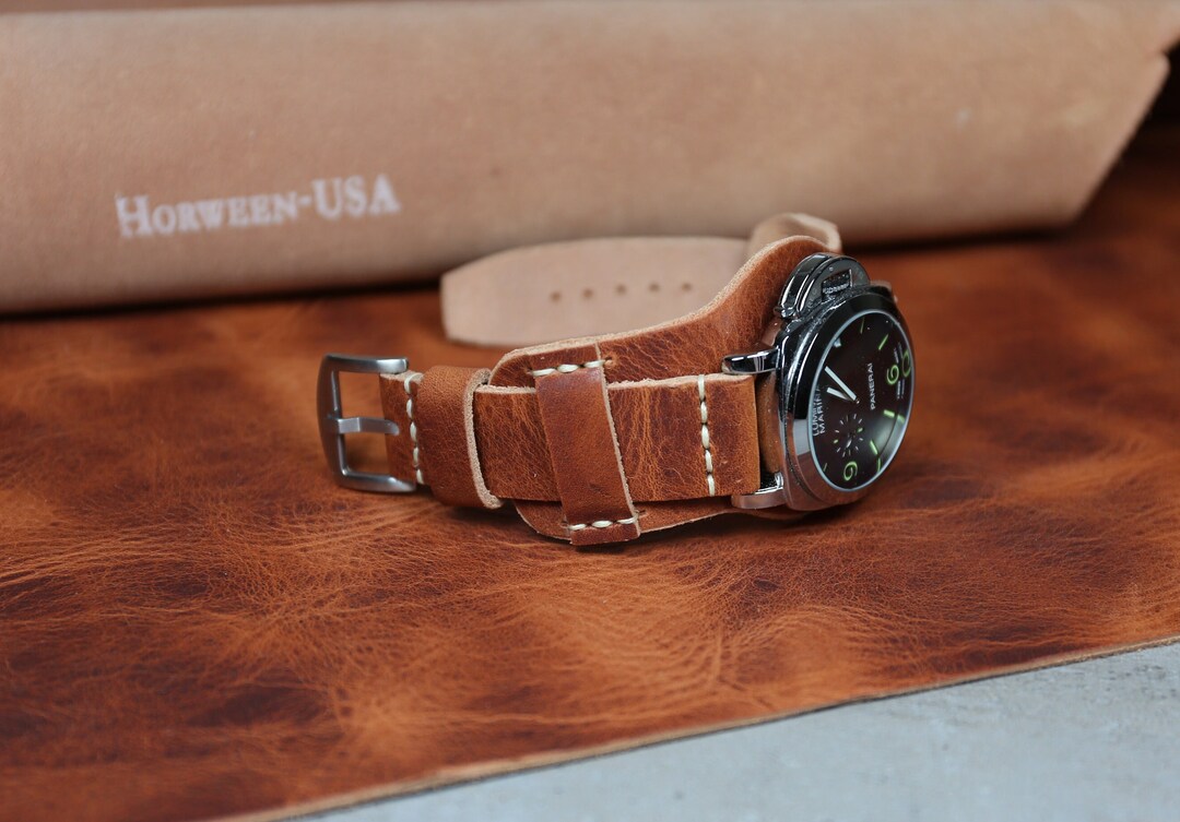 Bund Watch Strap Horween Derby Leather Watch Band Handmade Soft Leather ...
