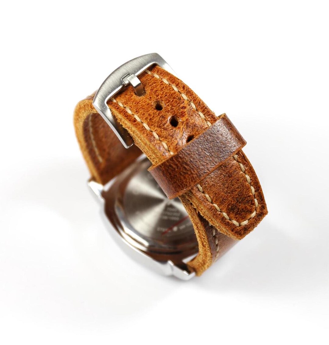 Handmade Brown Leather Watch Band: Distressed Crazy Cow Strap - Etsy