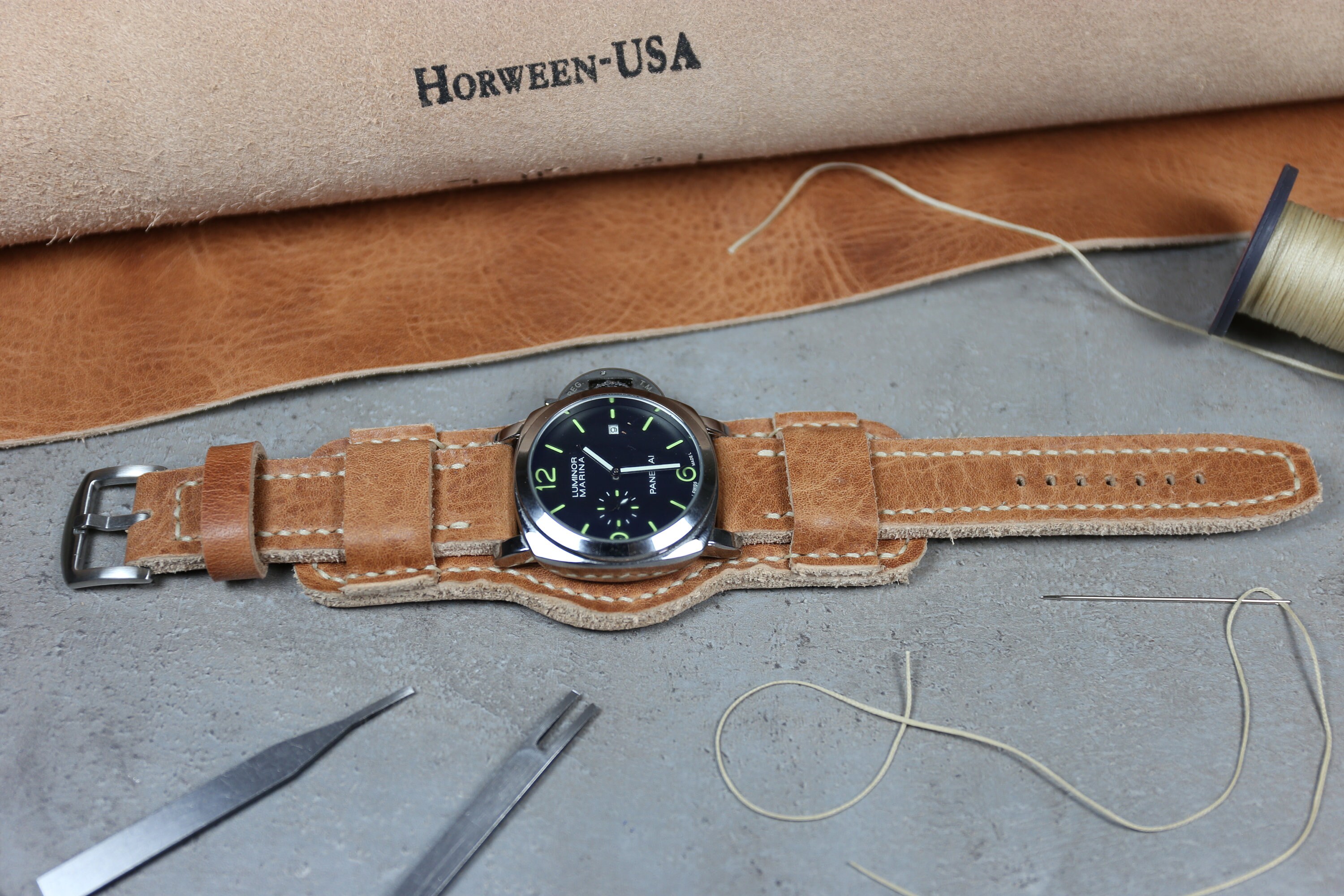 Leather Cuff Watch Strap Full Grain Thick Leather Watch Band - Etsy