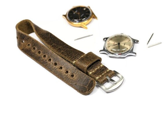 Distressed Leather Watch Strap Brown Handmade Wrist Watch - Etsy