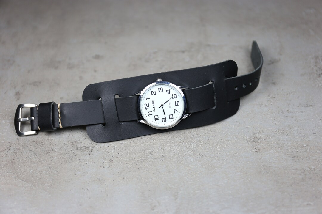 Leather Cuff Watch Strap Men, 18mm 20mm 22mm 24mm Veg Tanned Watch Bund ...