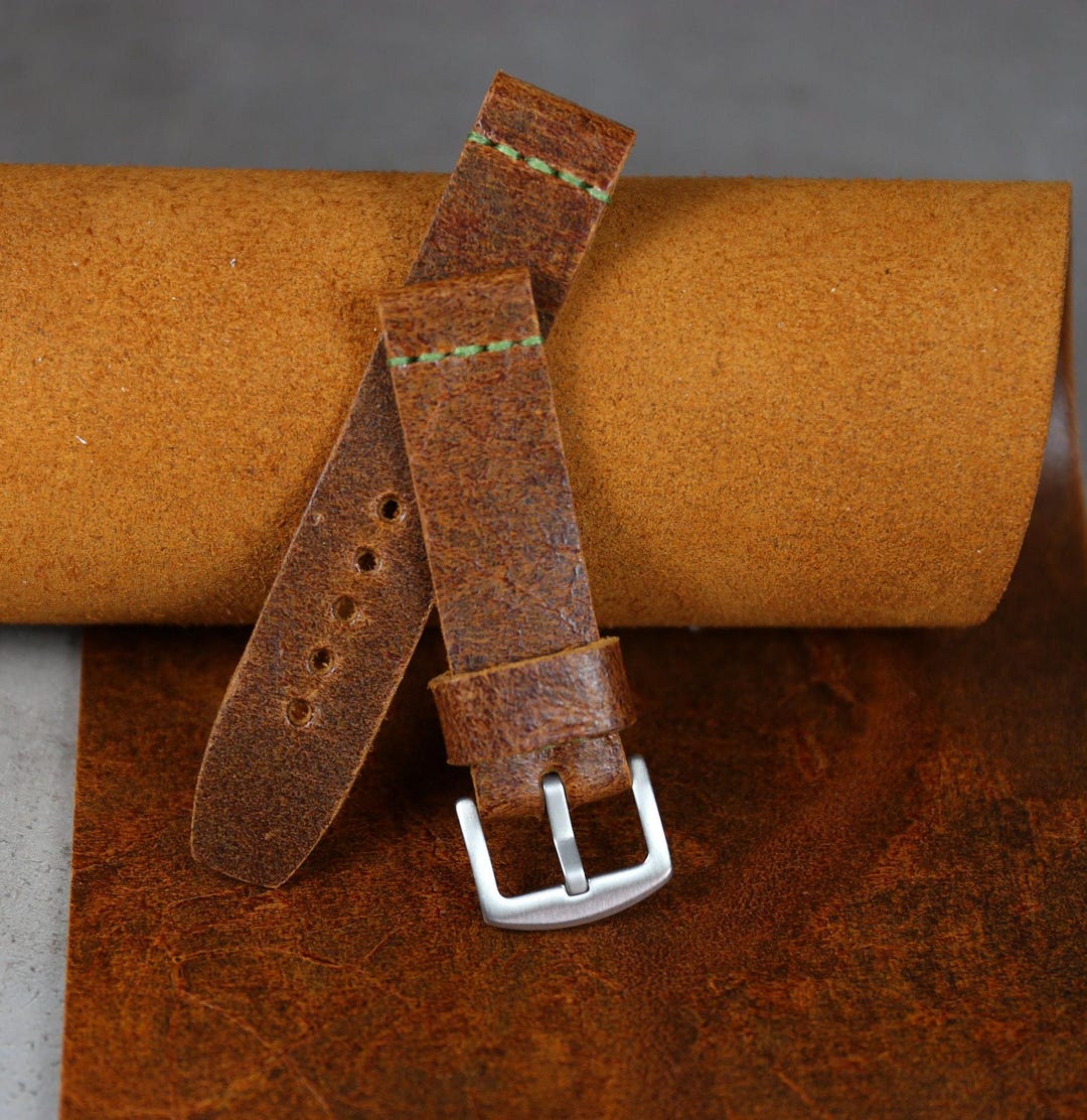 Brown Leather Watch Strap 22mm, Length Strap 120x75mm Minimalist Soft ...