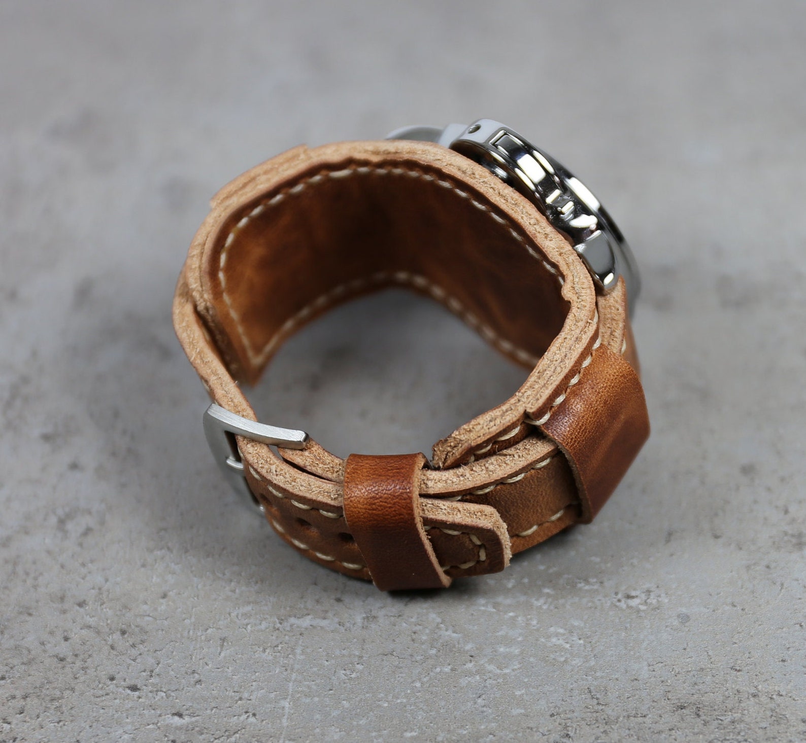 Leather Cuff Watch Strap Full Grain Thick Leather Watch Band - Etsy