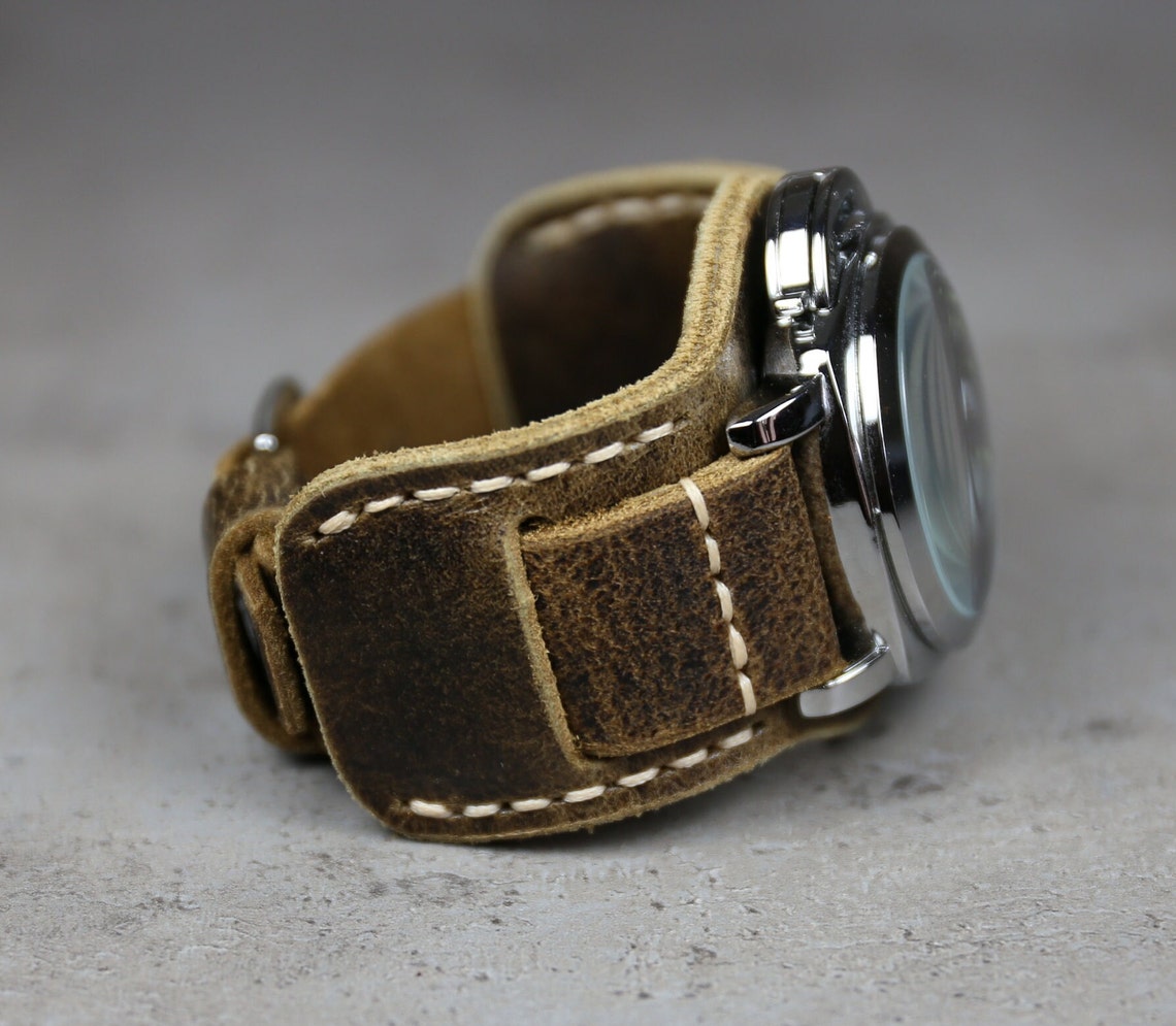 Leather Watch Strap Bund Strap Distressed Leather Cuff Watch - Etsy