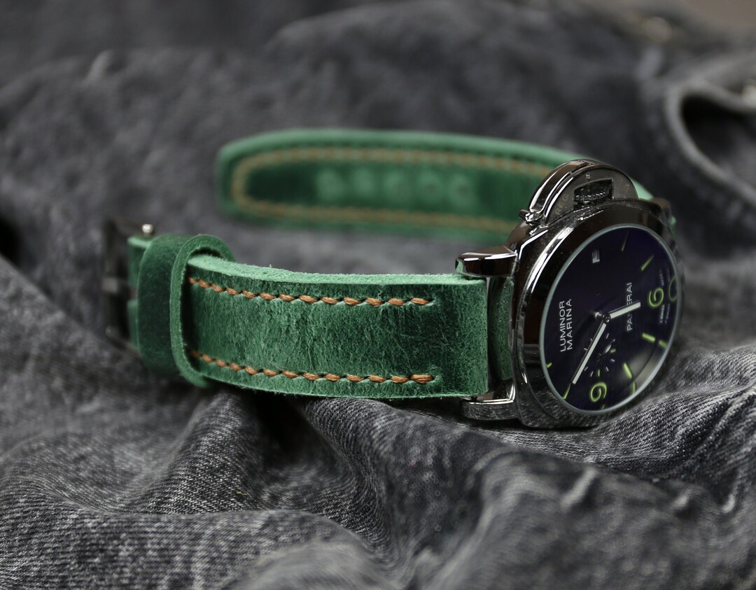 Distressed Leather Watch Band Green Thick Soft Leather Watch - Etsy