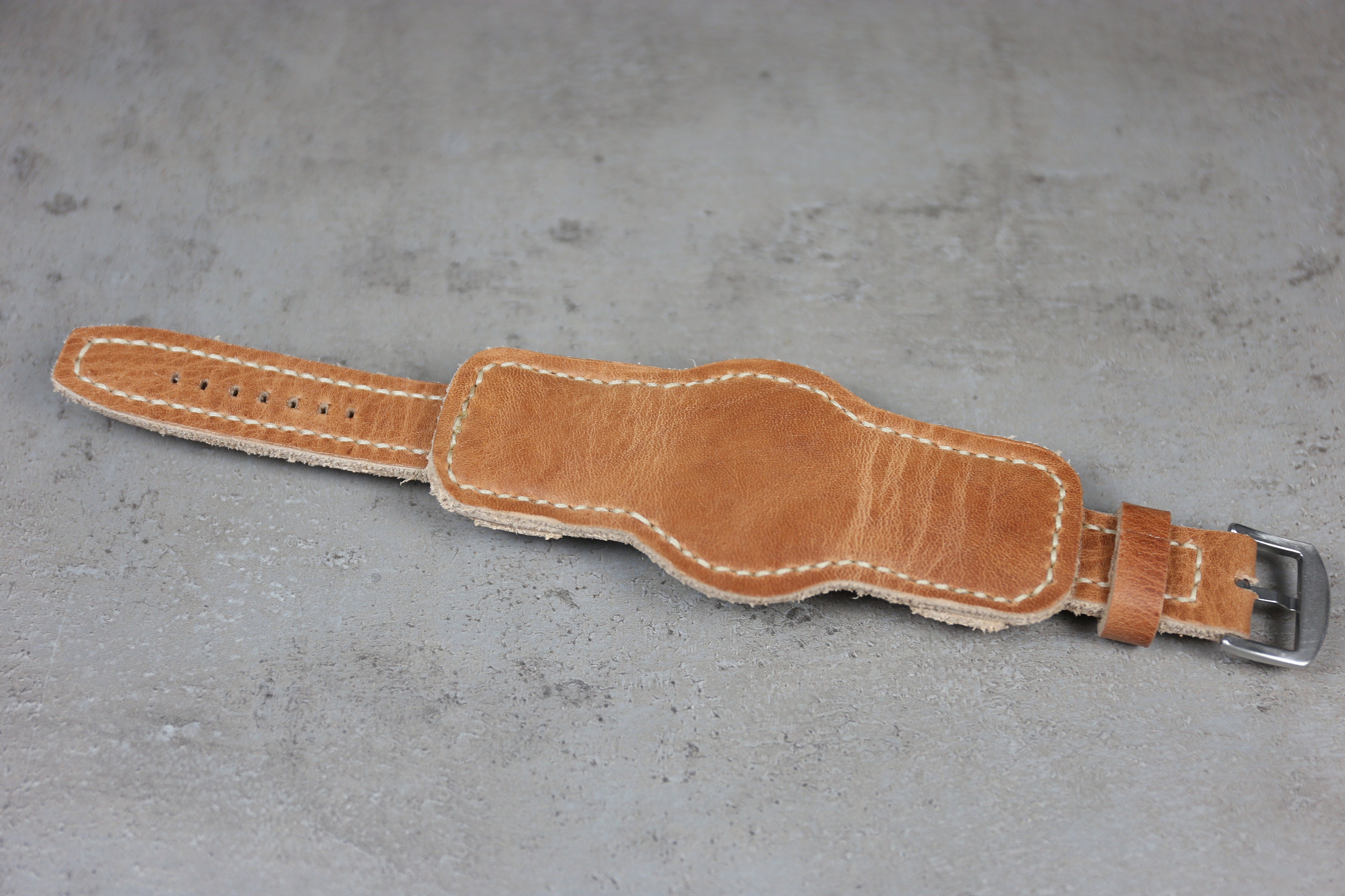 Leather Cuff Watch Strap Full Grain Thick Leather Watch Band - Etsy