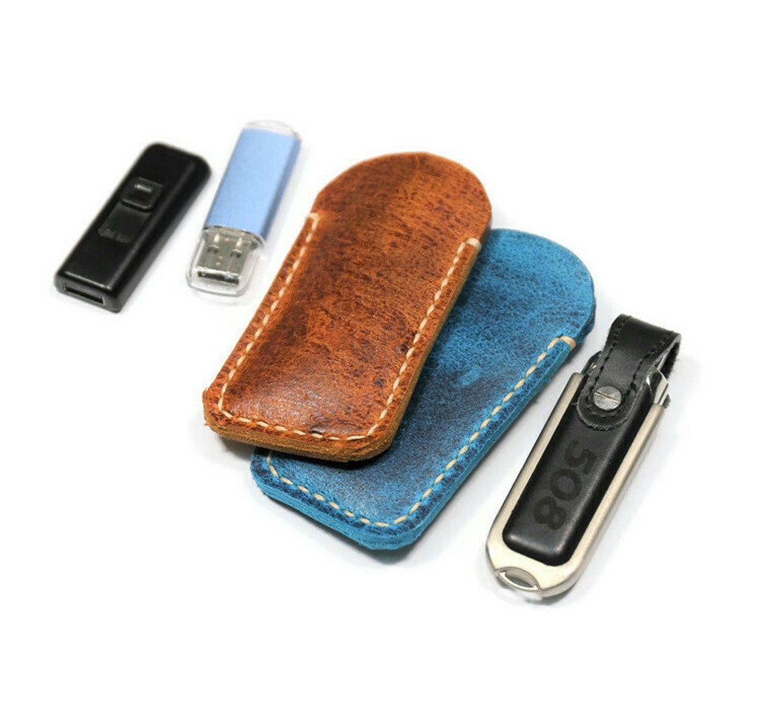 Distressed Leather USB Flash Drive Case, Soft Leather Flash Drive ...