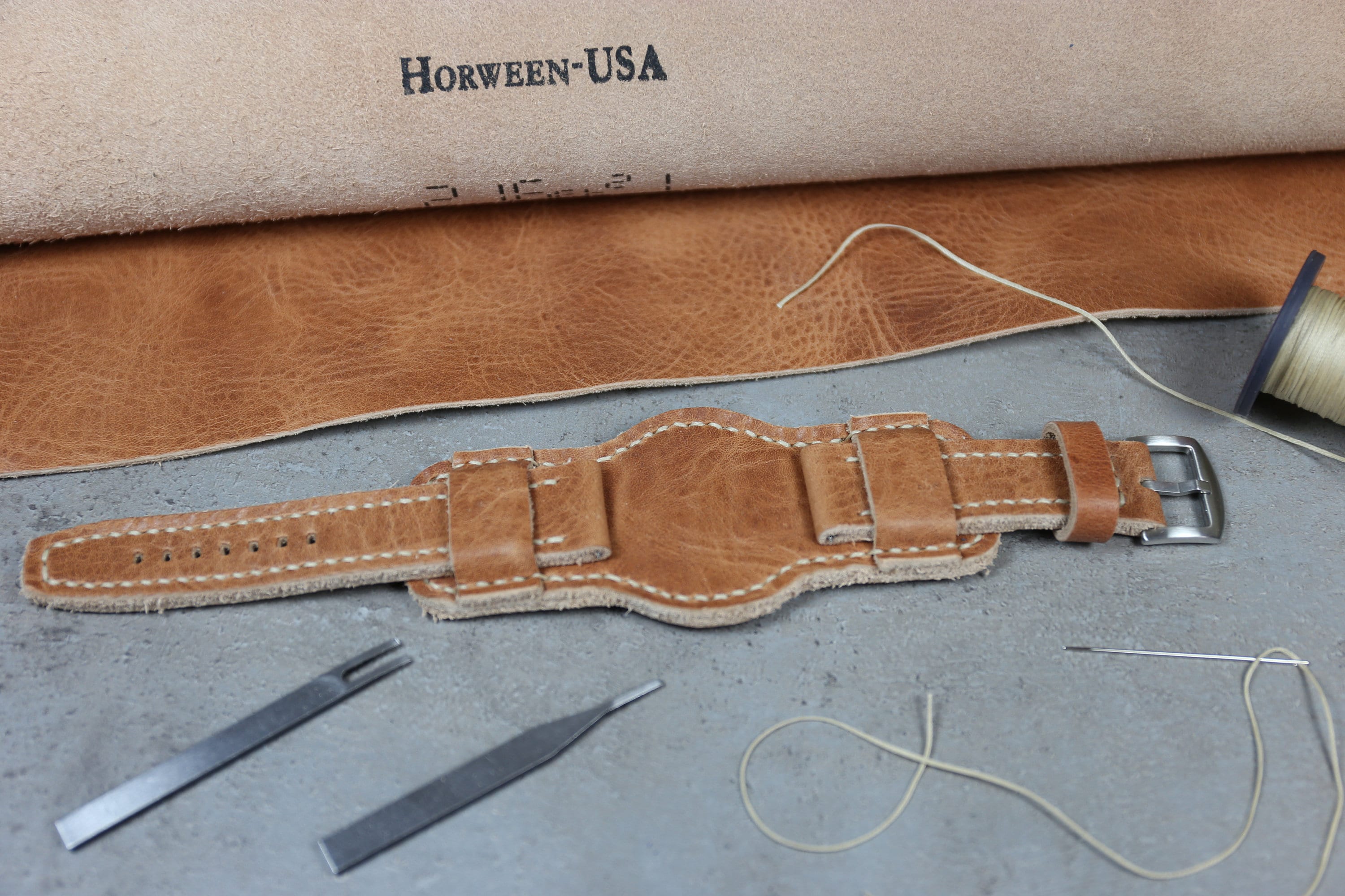 Leather Cuff Watch Strap Full Grain Thick Leather Watch Band - Etsy