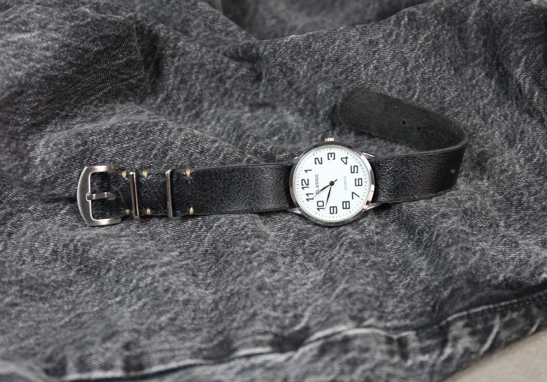 Handmade Crazy Cow Leather Watch Band: Single Pass Strap (18-24mm) - Etsy