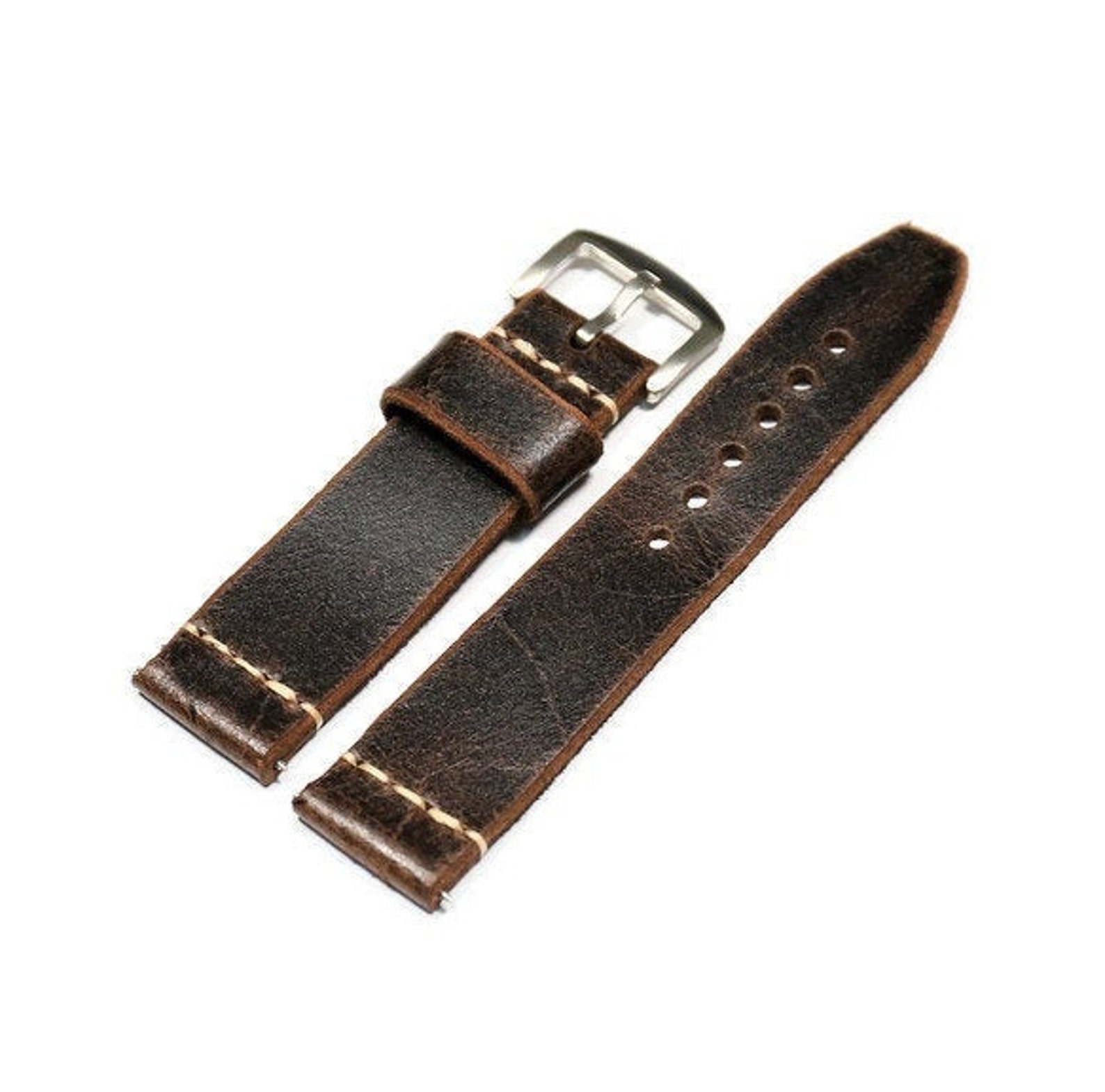 Distressed leather watch strap Handmade brown watch band soft | Etsy