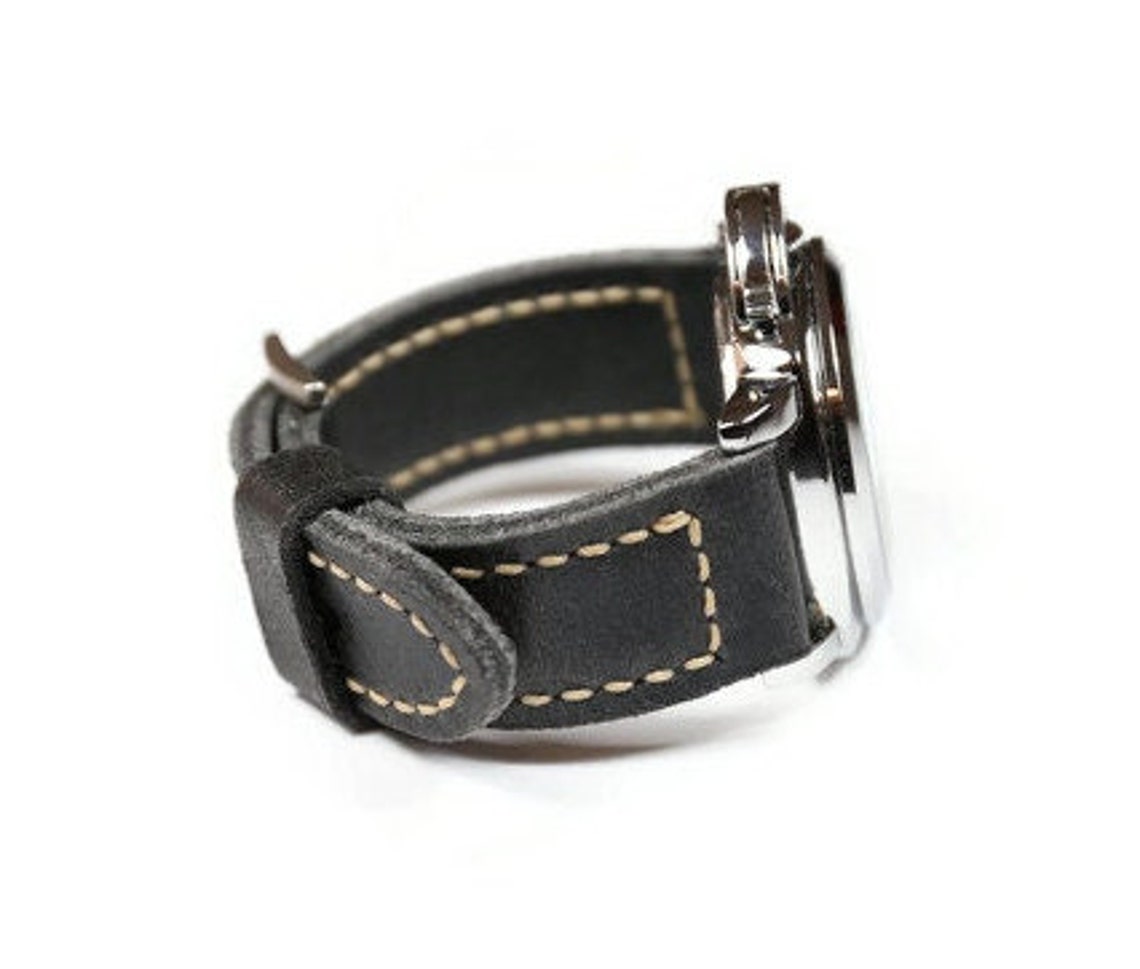 Black Leather Watch Strap Distressed Leather Watch Strap 20mm | Etsy