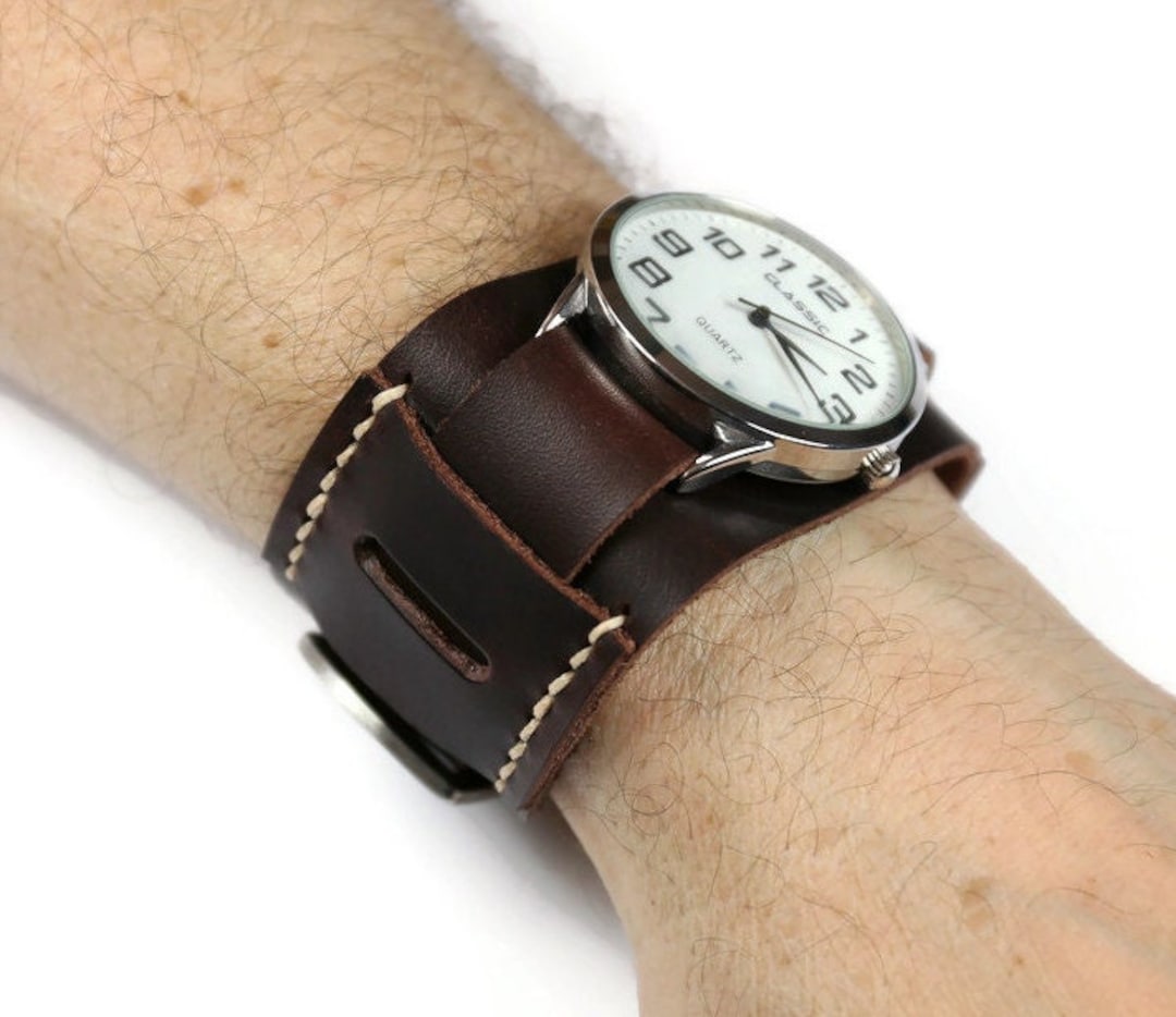 Leather Bund Band 18mm 20mm 22mm 24mm Dark Brown Aviator Leather Watch ...