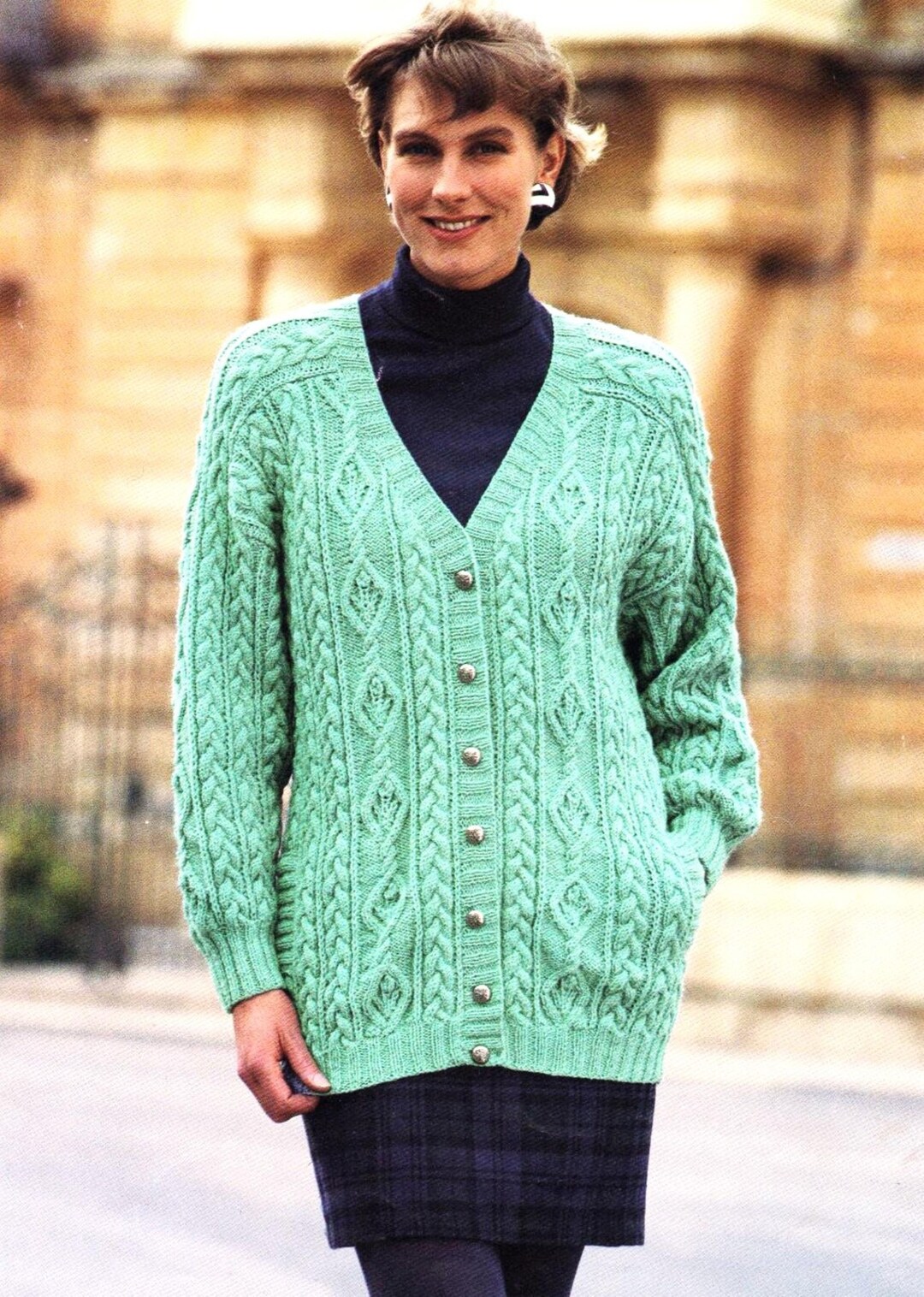 Ladies Long Line Cable Cardigan Women's V Neck Jacket With Pockets PDF ...