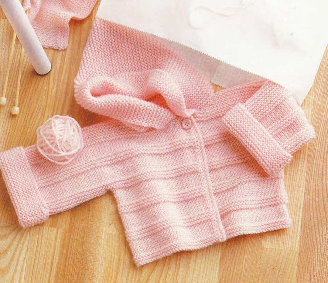 Easy Knit Baby Hooded Jacket Knitting Pattern PDF Beginners Garter St ...