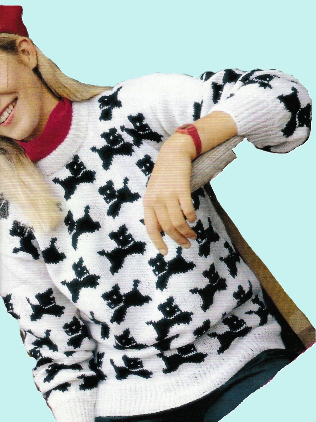 Ladies Scottie Dog Motif Sweater Womens Fair Isle Scottish Terrier ...