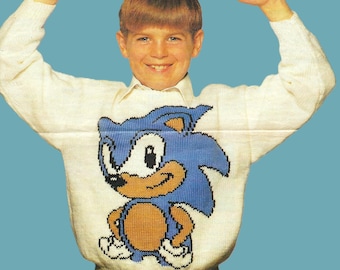 PDF Vintage Sonic the Hedgehog Knitting Pattern Sweater Jumper - Etsy