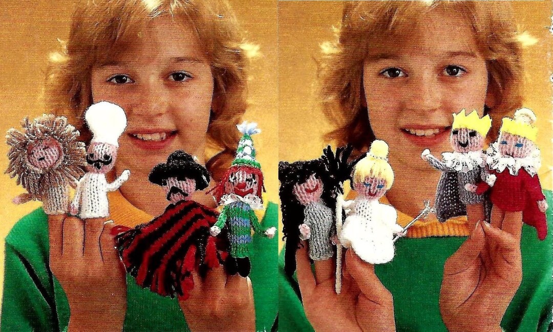 Easy Knit Finger Puppets Childs Toy PDF Knitting Pattern DK 8ply Chef ...