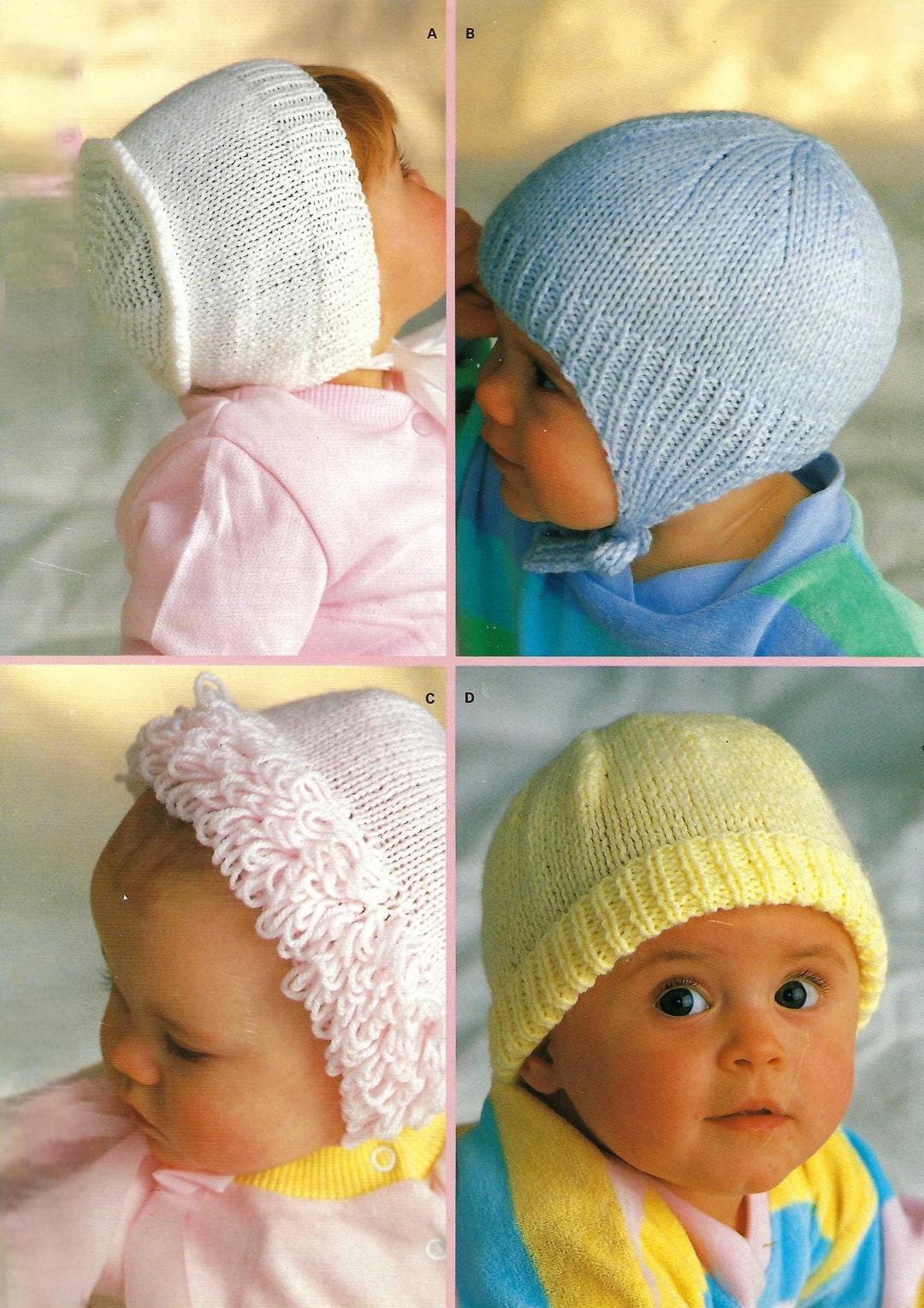 Baby Girls Bonnet Plain or Loop Stitch Boys Helmet & Beanie Hat PDF ...