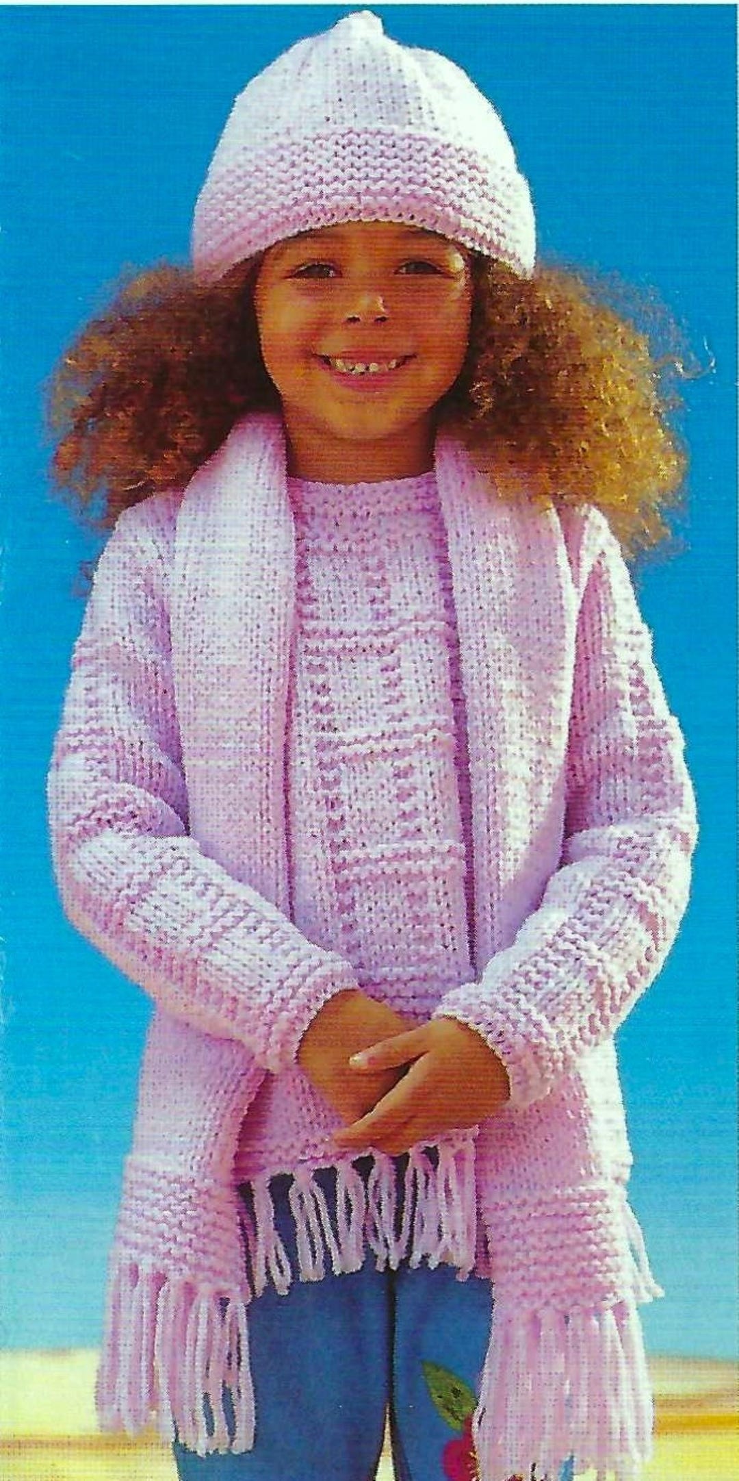 Easy Knit Girls Chunky Tunic Sweater Cardigan Scarf & Hat PDF Knitting ...