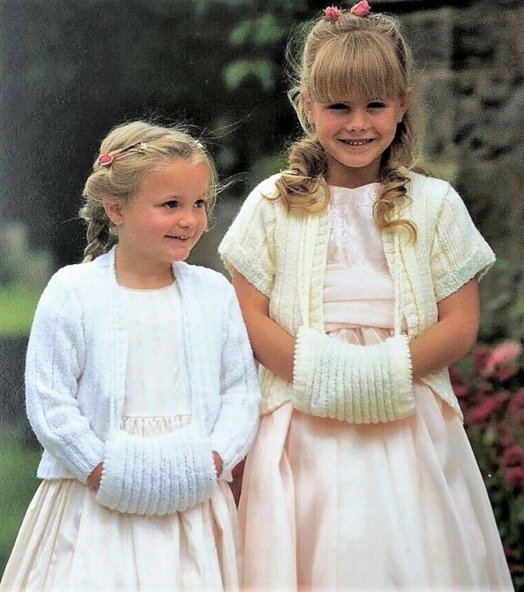 Girls Bolero Summer Cardigan Hand Muffs Warmer PDF Knitting Pattern DK ...