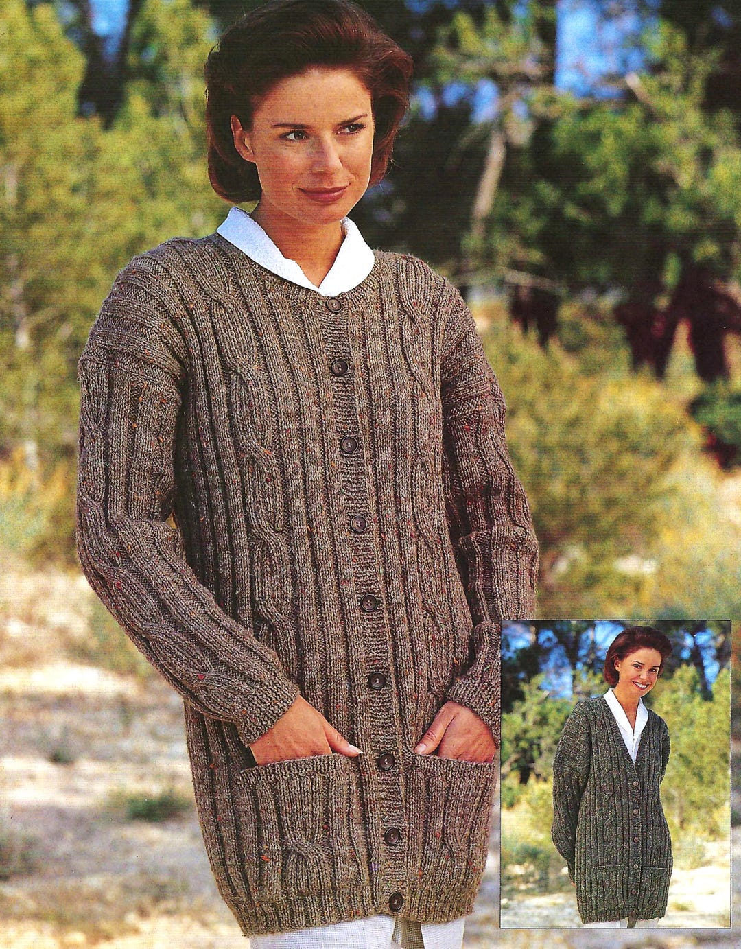 Long Line Ladies Cable Cardigan PDF Knitting Pattern Womens Cable ...