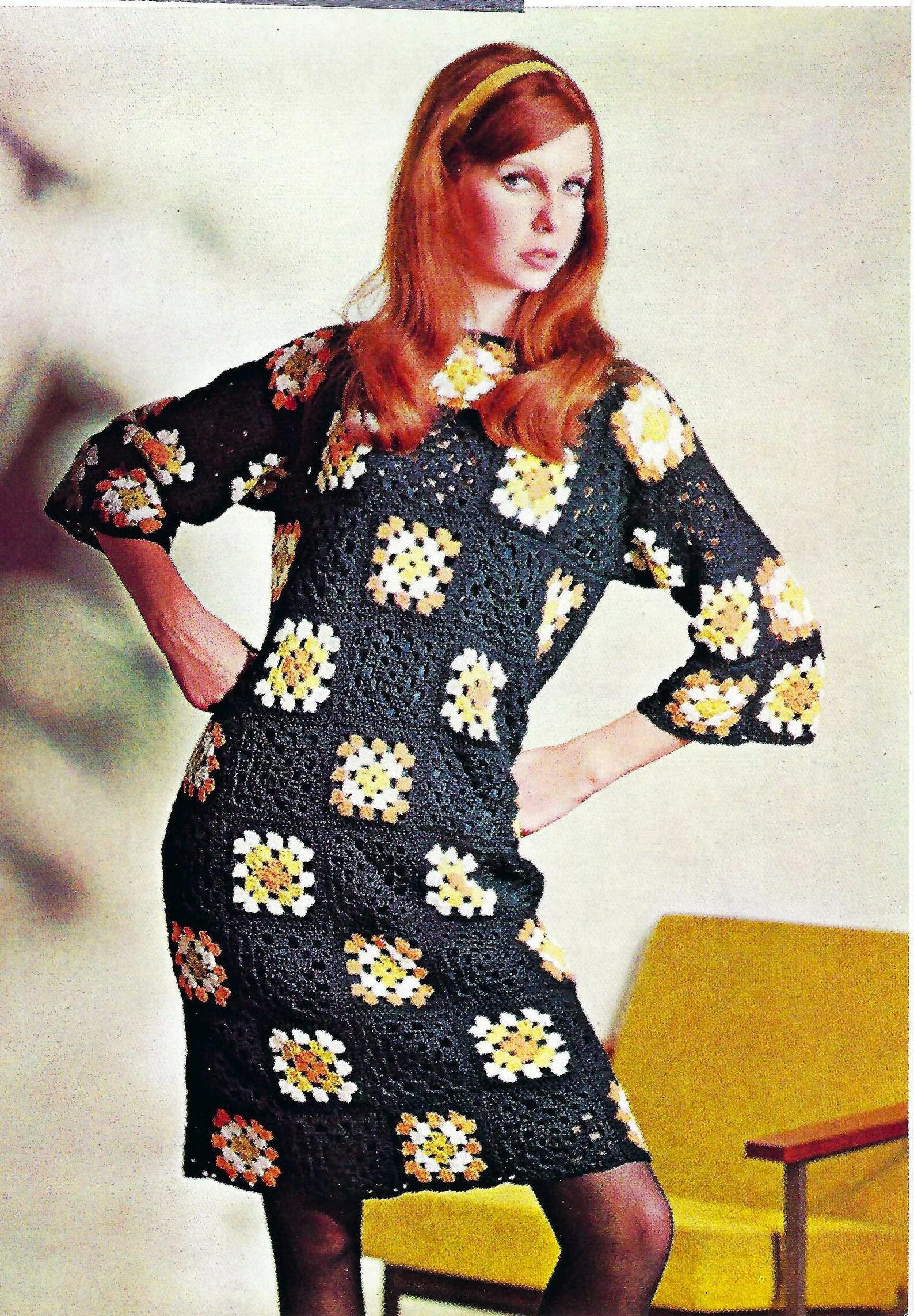 PDF Crochet Pattern Women's Granny Square Dress Ladies Long Sleeve ...