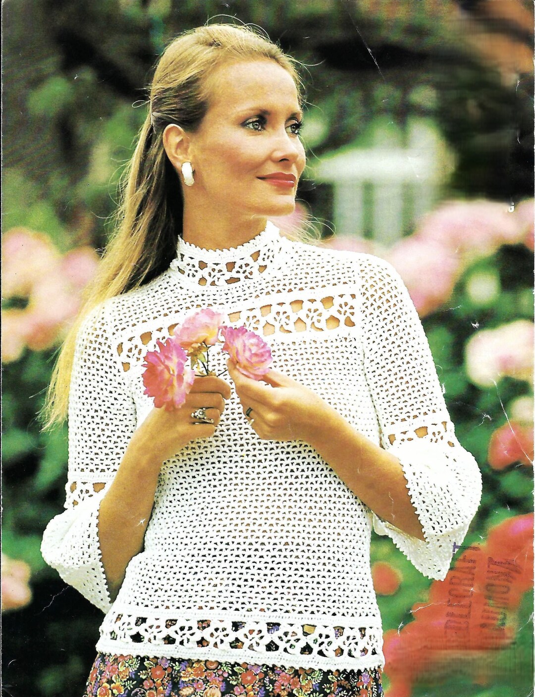 Crochet Pattern PDF Ladies Victorian Sweater Womens High Neck Lace ...