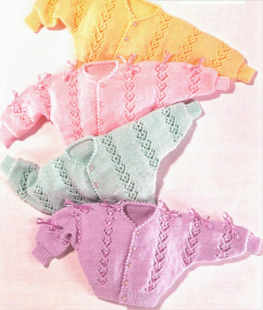 Baby Girls Pretty Picot Edge Lacy Panel Cardigan PDF Knitting Pattern ...