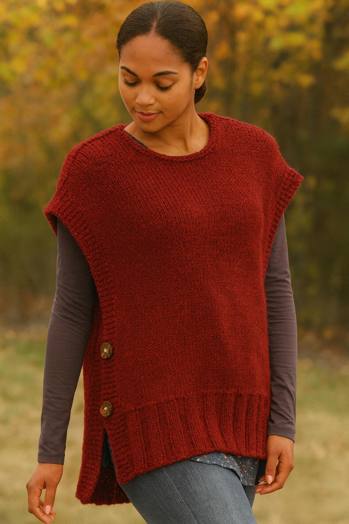 Super Chunky Ladies Slipover Tabard Easy Knit Knitting Pattern PDF ...