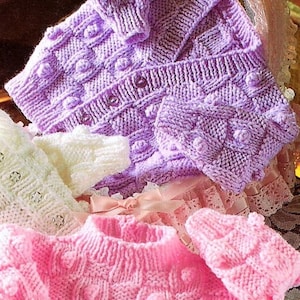 Basketweave Bobble Cardigan & Sweater Baby Boys Girls PDF Knitting ...