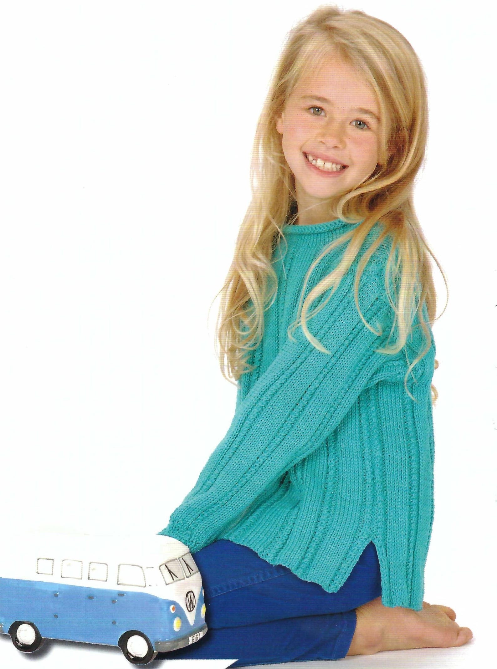 Girls Roll Neck Sweater Easy Knit Childs Tunic Jumper Pullover PDF ...