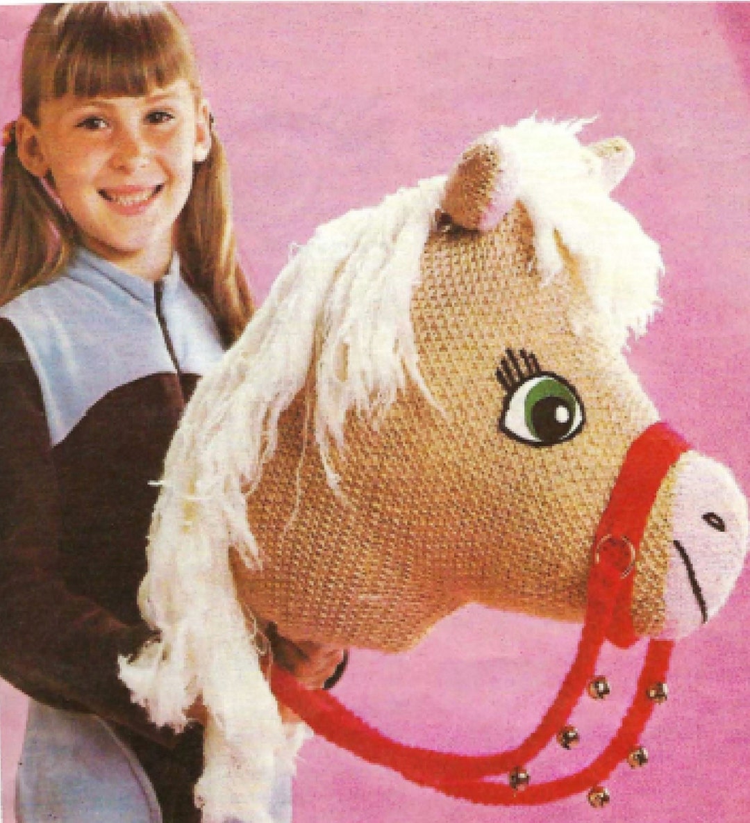 Knitting Pattern PDF Childs Hobby Horse Head Toy Vintage With Reins DK ...